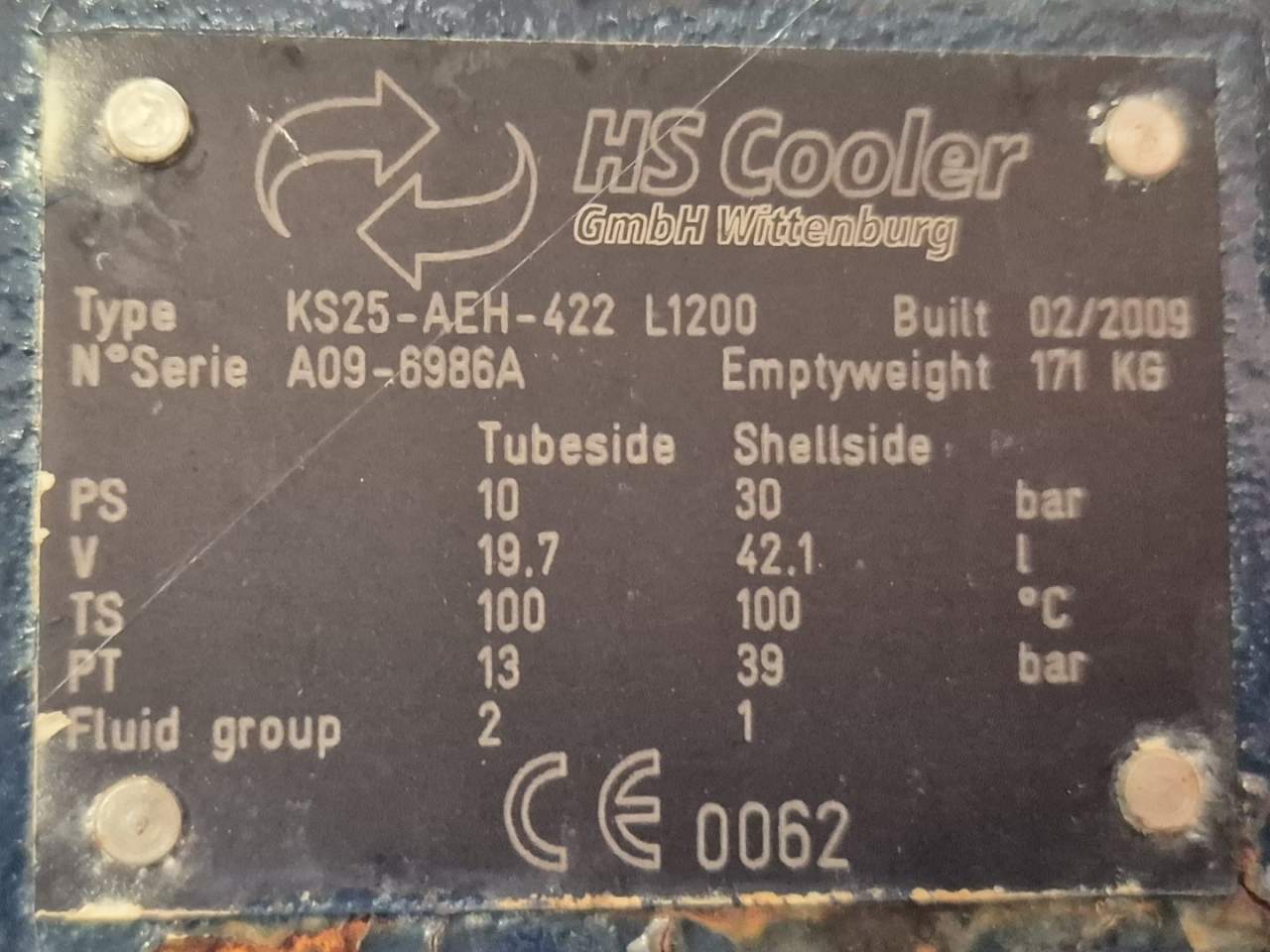 Used HS cooler KS25-AEH-422 L1200 shell and tube heat exchanger | HOS BV