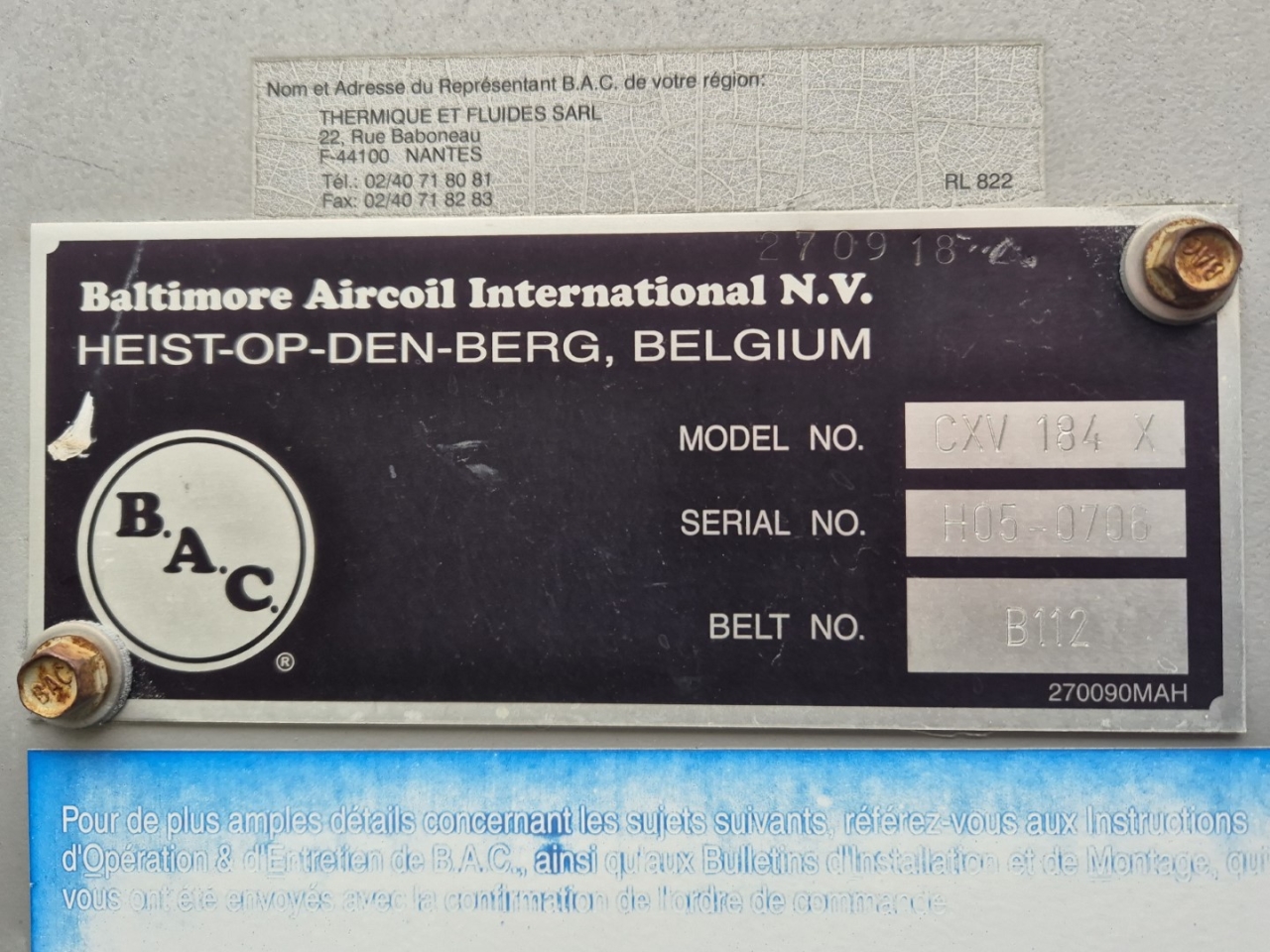 Used Baltimore CXV 184 R evaporating condenser | HOS BV